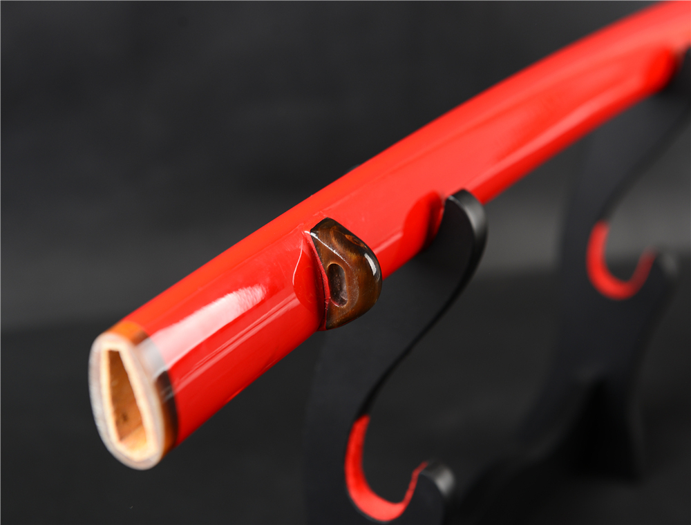Red Shiny Wood Saya For Japanese Katana Sword OXhorn Kurigata Koiguchi ...