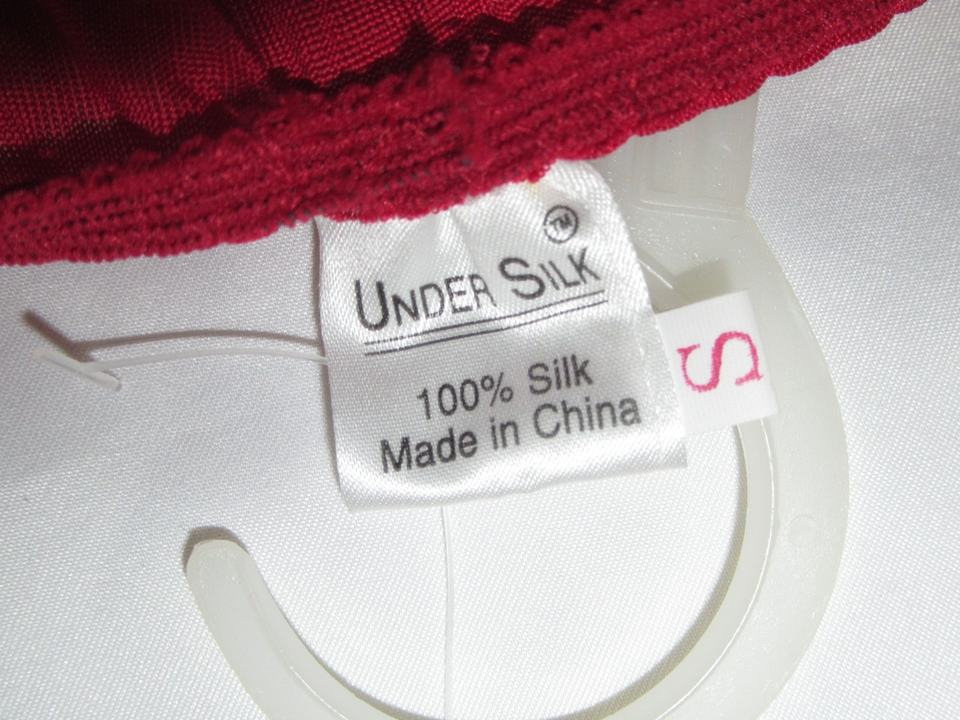NWT UNDER SILK 1990 VINTAGE 100% SILK RED STRING BIKINI PANTIES sz S 28 ...