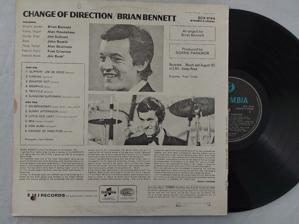 VINYL LP 12" BRIAN BENNET/THE SHADOWS - CHANGE OF DIRECTION *MADE IN ...
