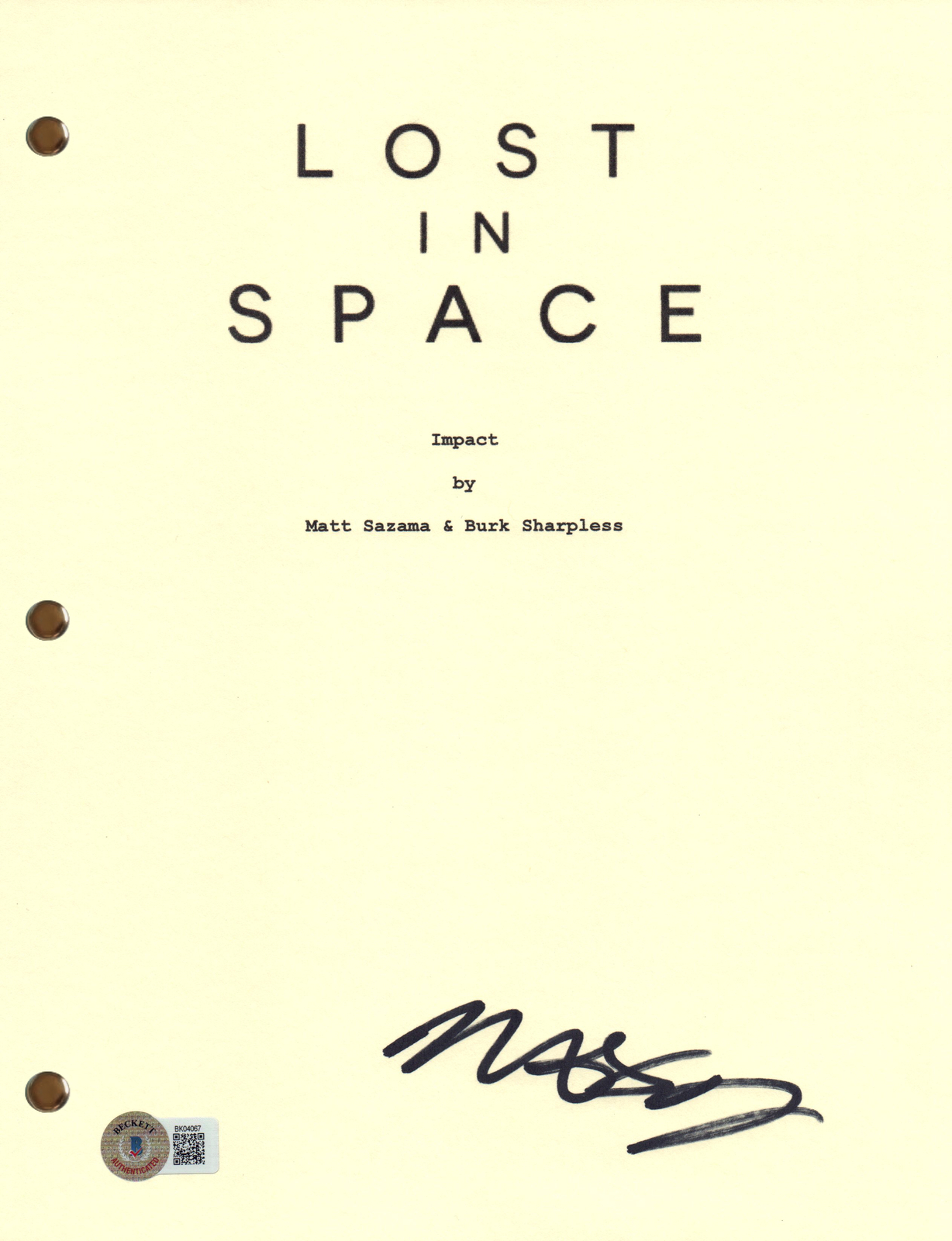 Maxwell Jenkins Signed Autograph Lost in Space Pilot Episode Script ...