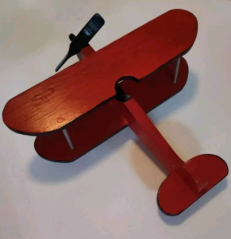 Hand Painted - Hand Crafted Wooden Toy - Bi Plane - Red Baron Style | eBay