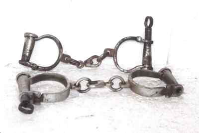 Iron -Handcuffs Antique Style police Shackles Props Iron Hand Cuff Key ...