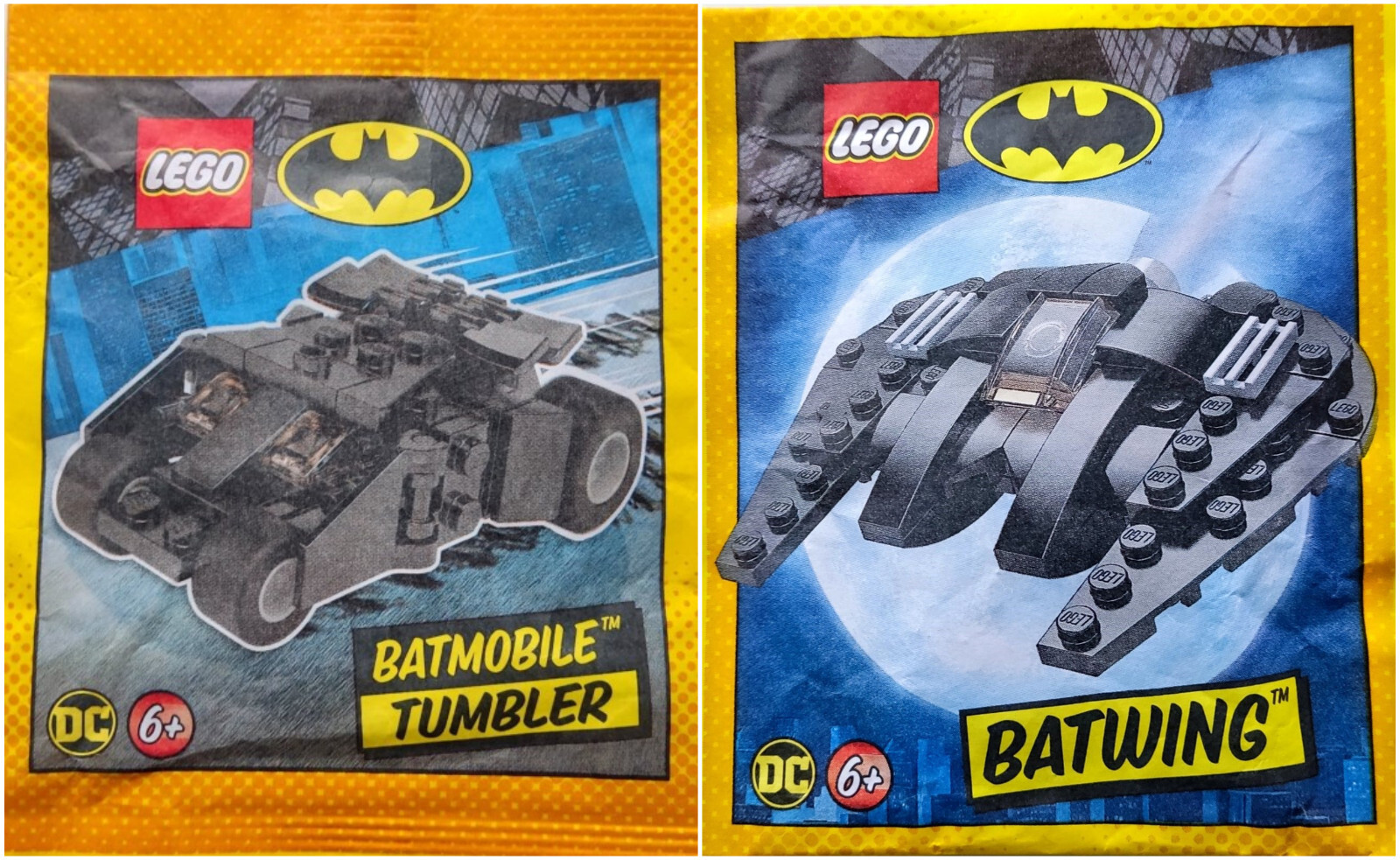 ORIGINAL LEGO -BATMAN - LOT of 2 foil packs BATMOBILE TUMBLER & BATWING ...