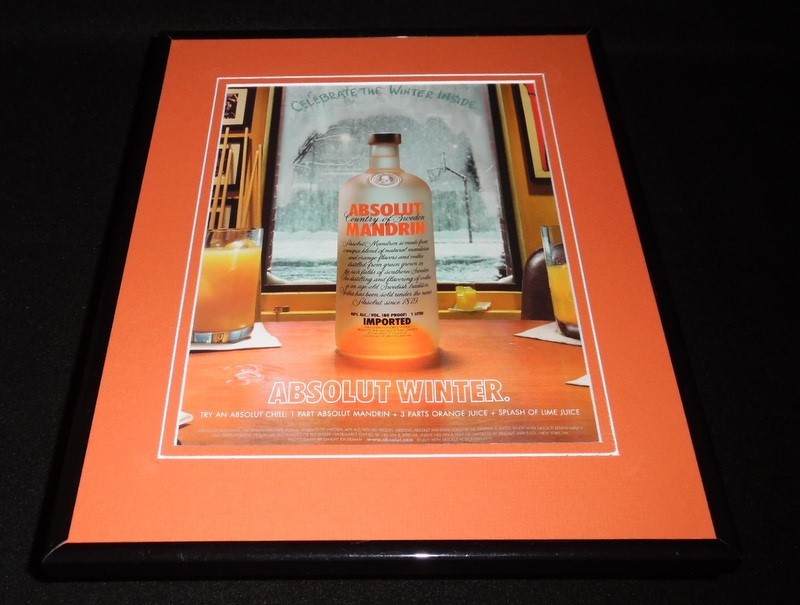 2005 Absolut Winter Mandarin Vodka Framed 11x14 ORIGINAL Vintage ...