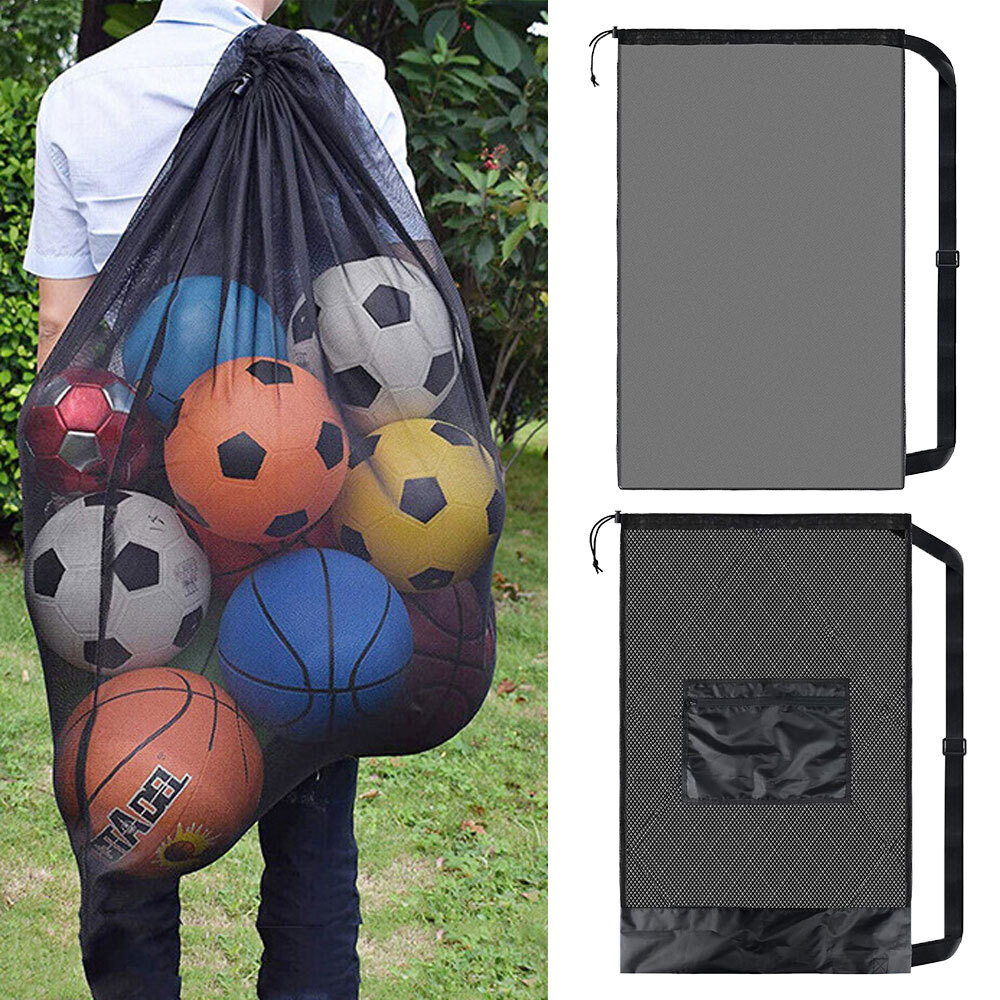 Portable Sports Drawstring Mesh Ball Bag Basketball Football Storage ...