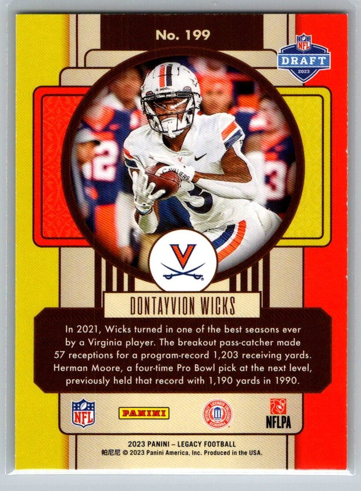 2023 Panini Legacy #199 Dontayvion Wicks Yellow 047/150 RC | eBay