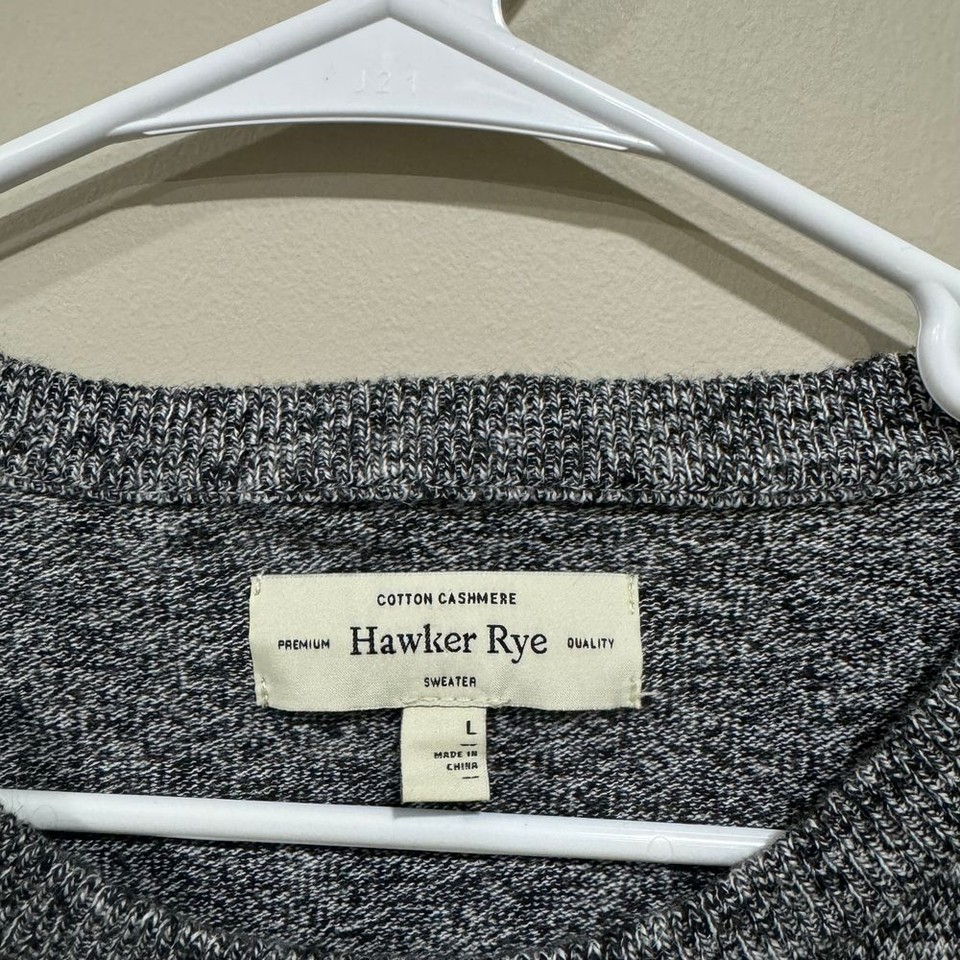 Hawker Rye Mens L Gray Cotton Cashmere Crew Neck Sweater | eBay