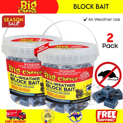 2x Big Cheese Ultra All Weather Block Rat Bait Mouse Poison Rodent Pest ...