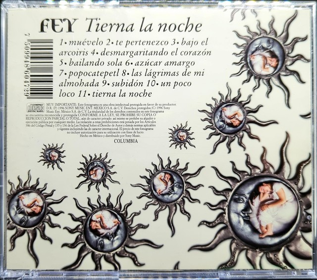 Fey CD Tierna La Noche 1996 Sony Subidon AZUCAR Amargo Te Pertenezco ...