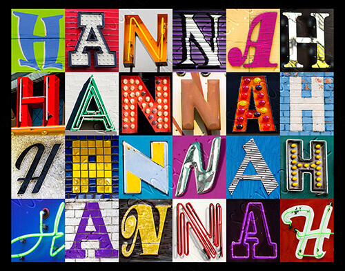 HANNAH Name Poster featuring photos of actual sign letters | eBay