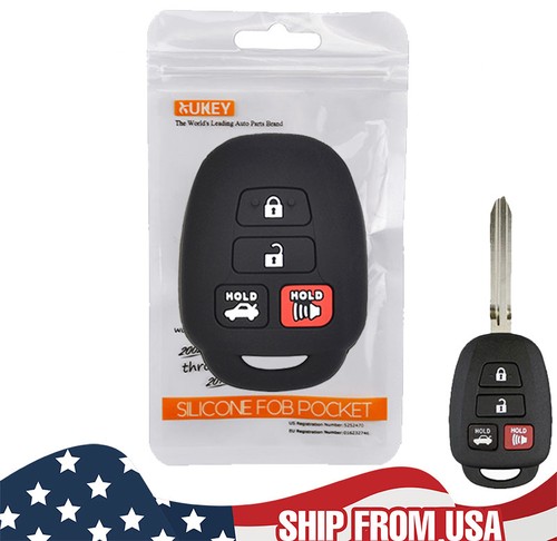 For Toyota Camry Corolla RAV4 Silicone 4 Buttons Remote Key Fob Case ...