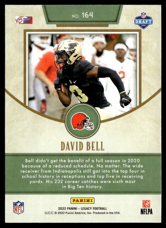 2022 Panini Legacy David Bell Rookie Cleveland Browns #164 | eBay