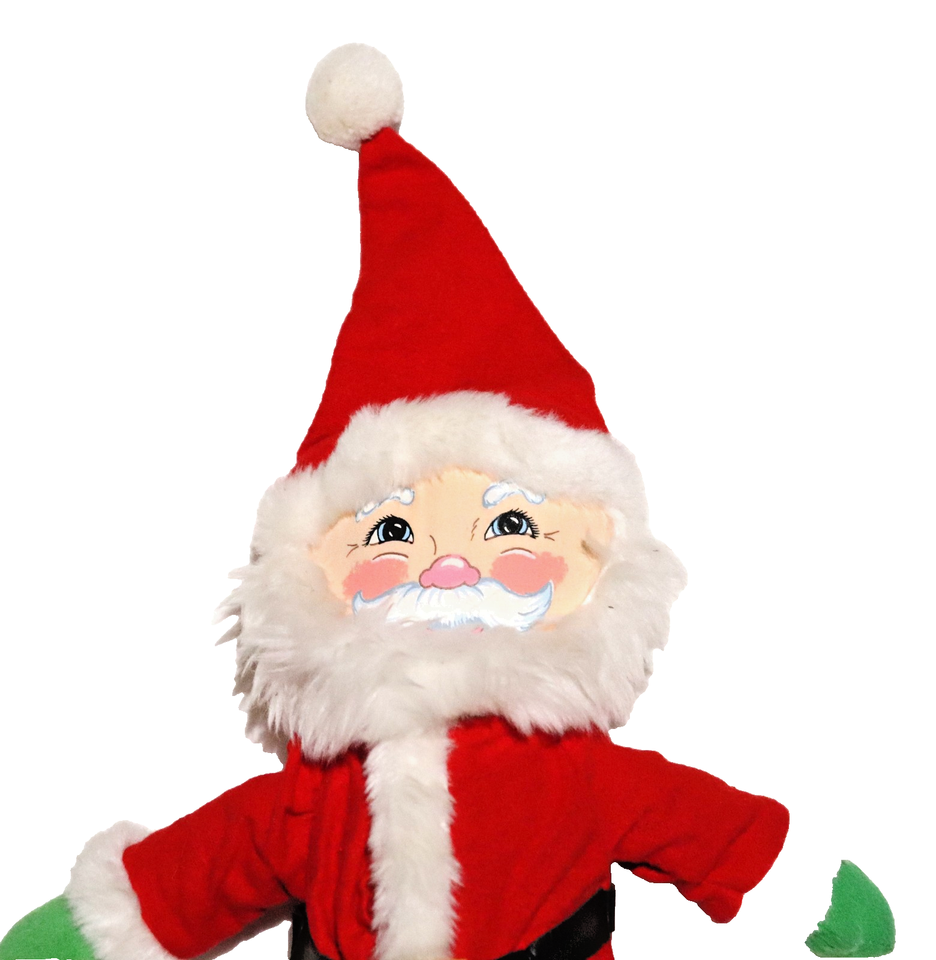 Vintage Plush Santa Claus Christmas Doll Painted Face Russ Berrie 16 ...