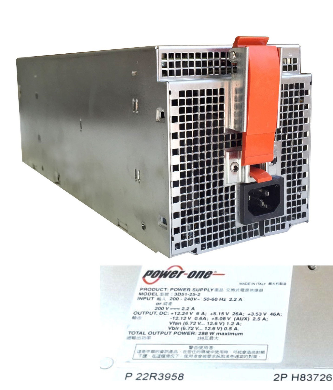 Powerone 3D51-25-2 IBM Power Supply 22R3958 DS8000 7311-D11 RS6000 NT79 ...