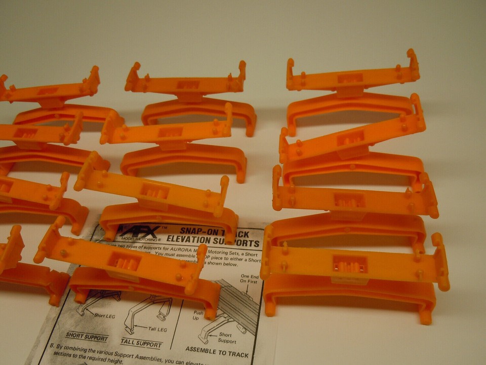 AURORA AFX TOMY SNAP ON TRACK ELEVATION SUPPORTS ~ 12 PC ORANGE SHORT ...