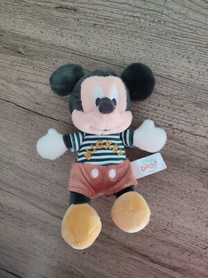 Doudou hochet Mickey rayé bleu blanc vert DISNEY baby 20cm | eBay