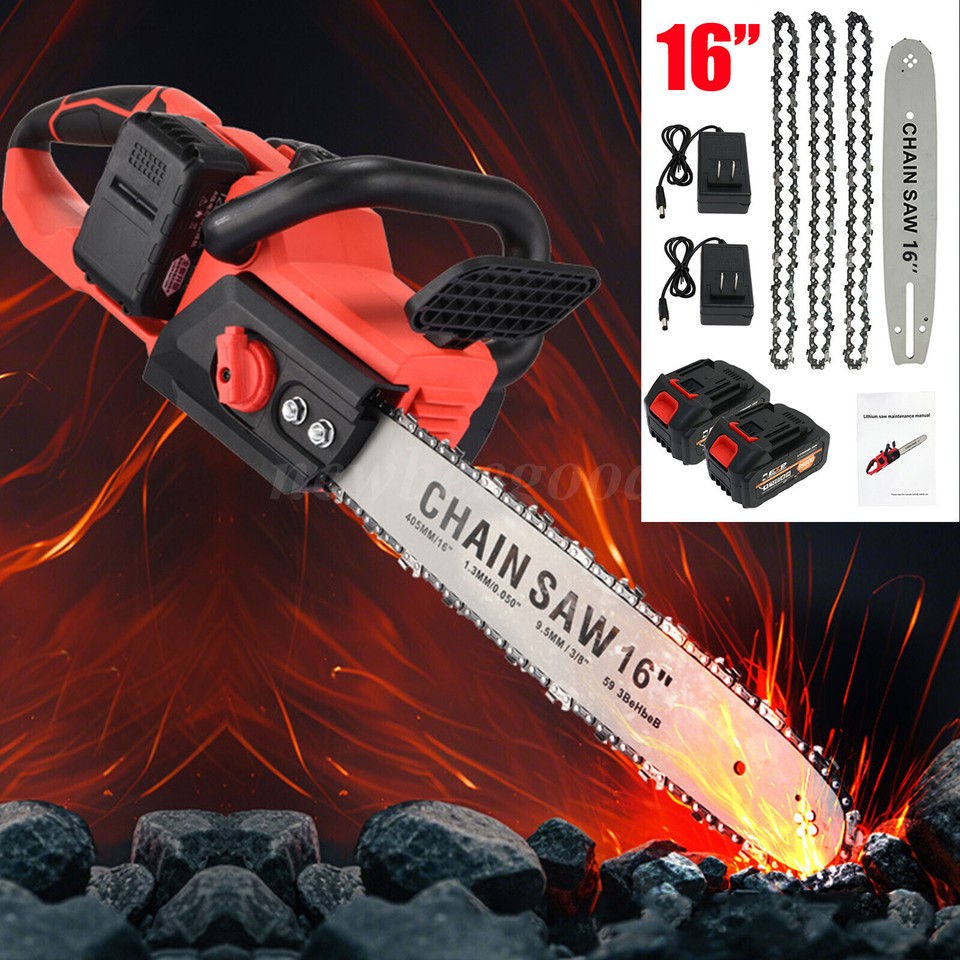 16" Cordless Chainsaw Brushless Electric Handheld Chain Saw w/Battery ...