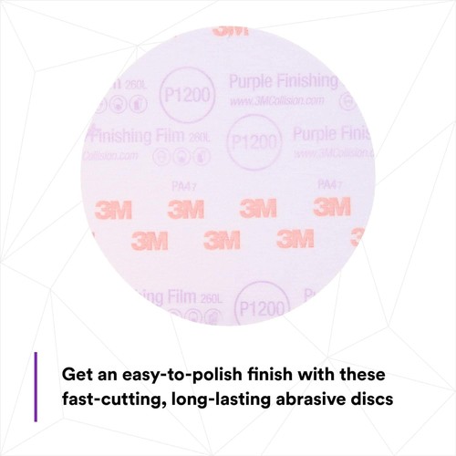 3M 30668 Purple Finishing Film Hookit Disc, 6 in, P1200, 50 discs per ...