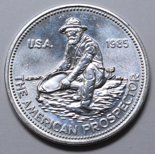 1985 1 OZ 999 SILVER Round American Prospector Engelhard EAGLE & FLAG ...