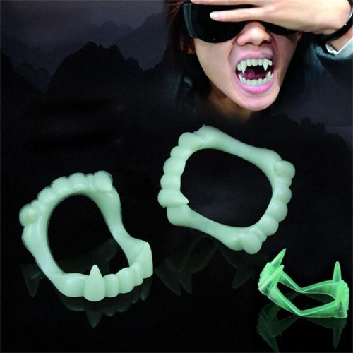 Luminous Dentures Costume Halloween Plastic Fake Vampire Teeth Party ...