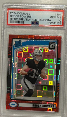2024 Panini Donruss #394 Brock Bowers RC Rated Rookie Red Pandora Optic ...