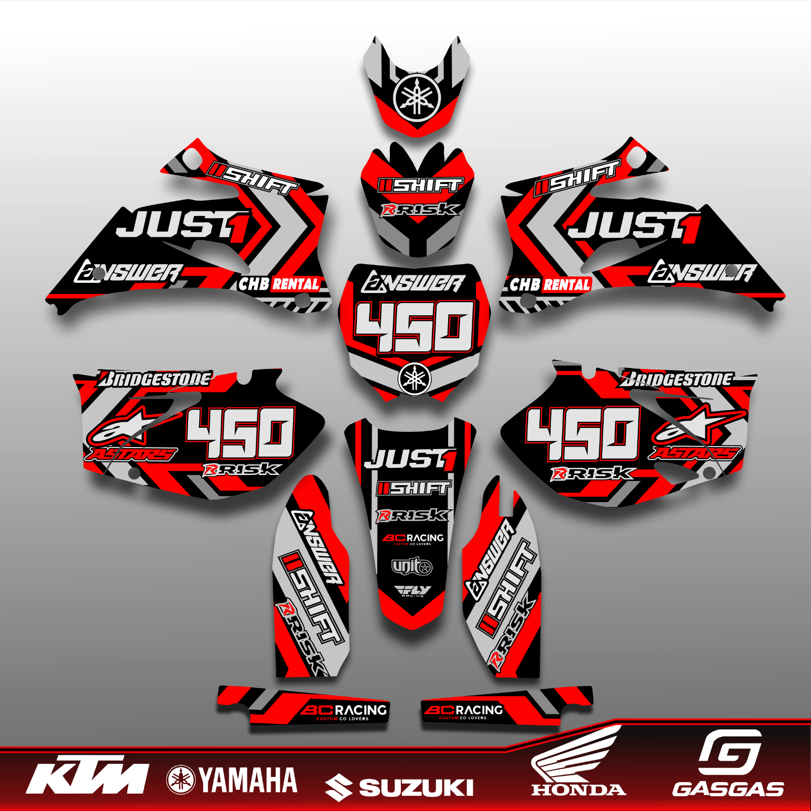 Yamaha YZF250-450 2006 2007 2008 2009 yzf450 yz250f yz450f graphics kit ...