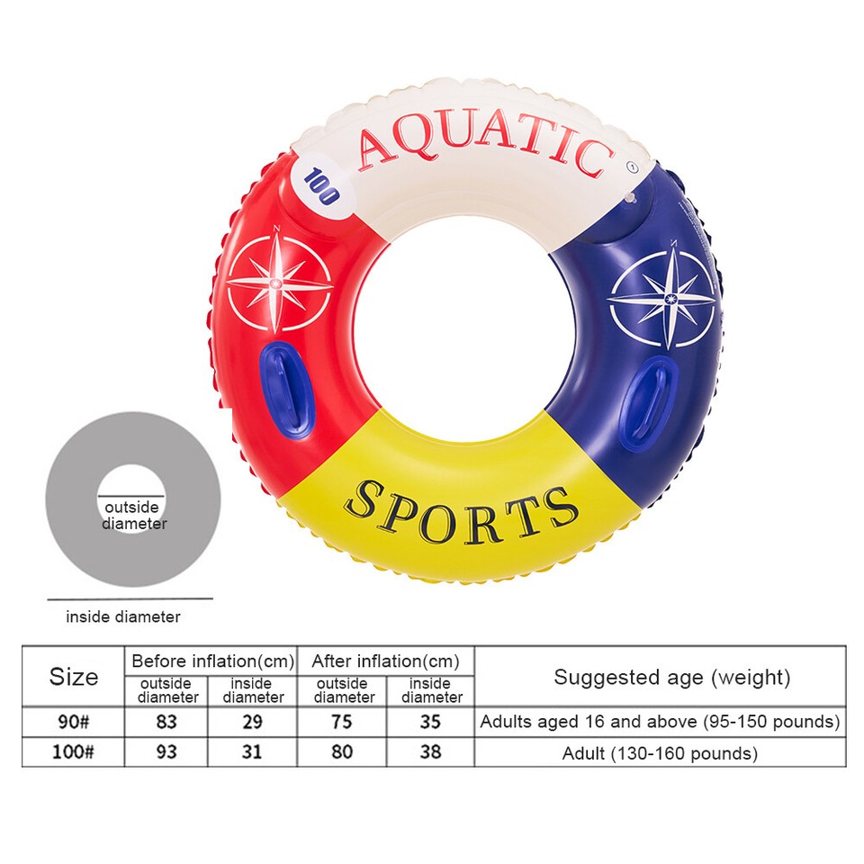 Inflatable Swim Rings Swimming Rings Floaties Leakproof with Handle for ...