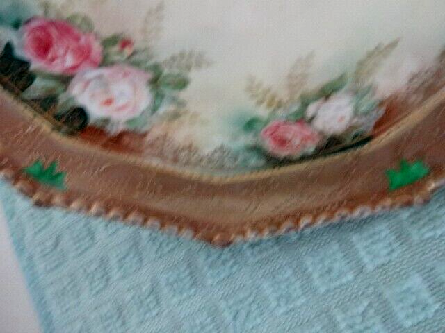 Antique RS Prussia Rose Design Gold Gilt Beaded Edge Footed 7.5 in ...