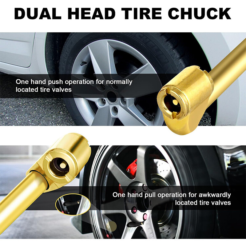 Dual Head Air Chuck Set Tire Air Fill Kit for Tire Inflator Gauge Air ...