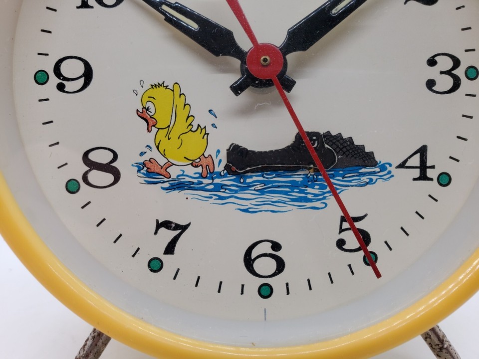 Vintage Helm Brand Animated Alarm Clock Alligator Chasing Duckling ...