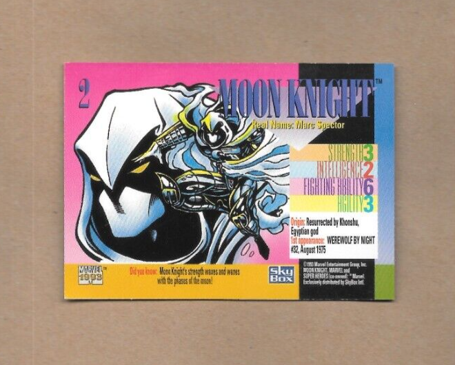 1993 Marvel Universe Series 4 Moon Knight Card #2 Disney+ Marc Spector ...