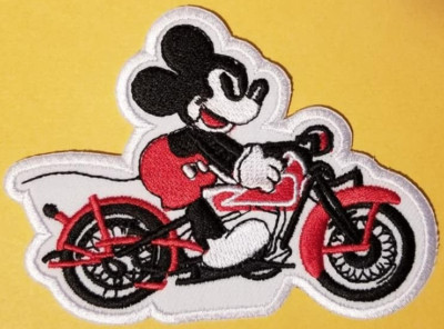 Mickey Mouse riding Motorcycle Embroidered Patch Worldwide ship approx ...
