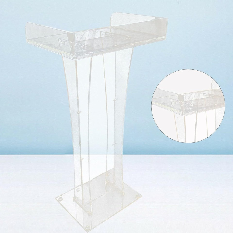 Acrylic Podium Stand 45"H, Clear Podium with Storage Shelf, Portable ...