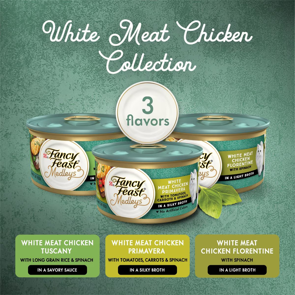5 Pack Purina Fancy Feast Wet Cat Food Medleys White Meat Chicken ...
