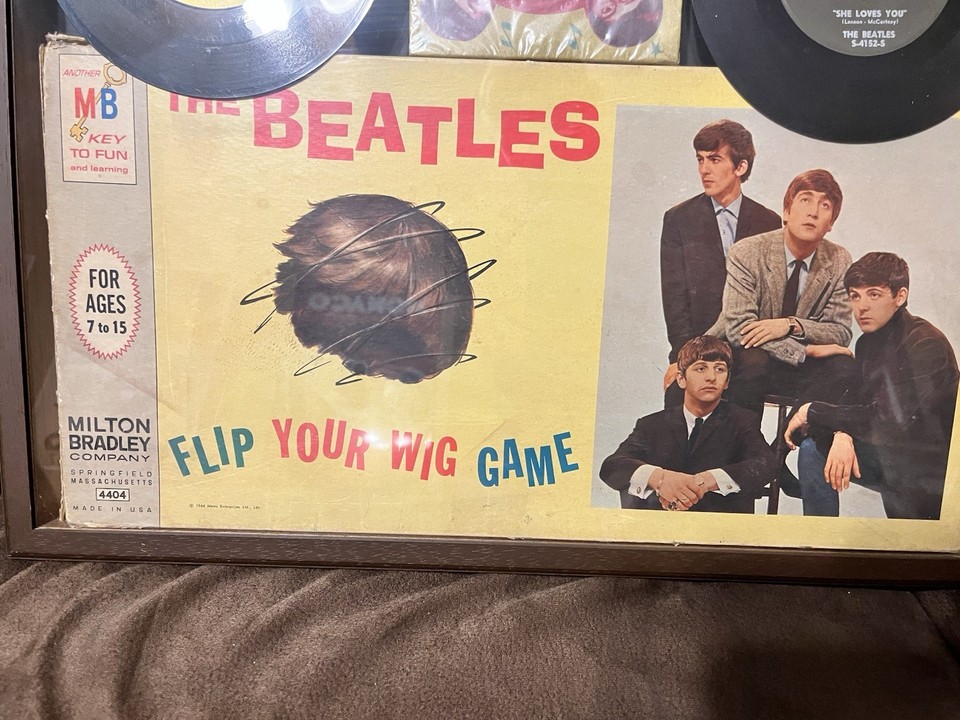 The Beatles Memorabilia Framed Lot Flip Your Wig Game Pomade 45 RPM ...