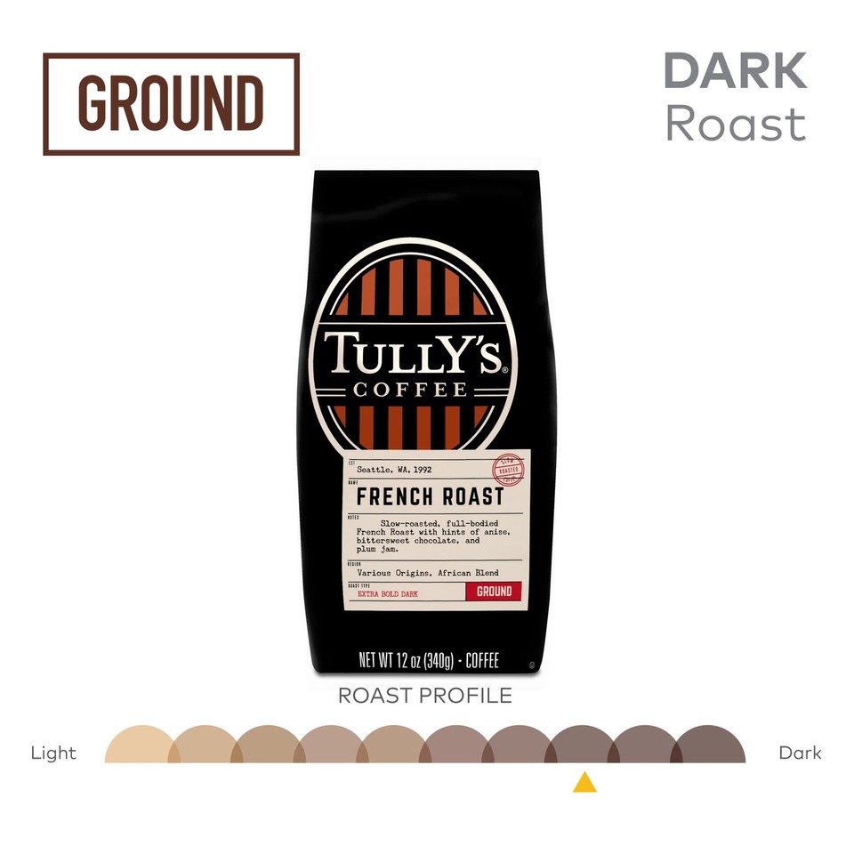Tully's Coffee French Roast, Ground Coffee, Dark Roast, Bagged 12oz | eBay
