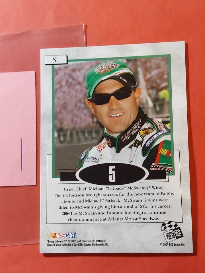 2004 Press Pass VIP #81 Bobby Labonte BTN (By the Numbers), cd1 | eBay