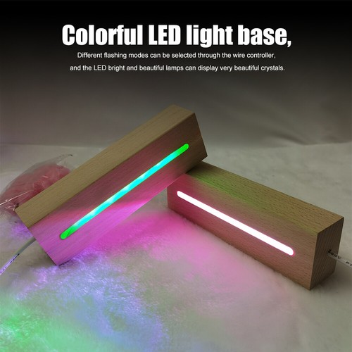 Rectangle LED Lights Display Base Crystal Wooden Stand for Resin Art ...