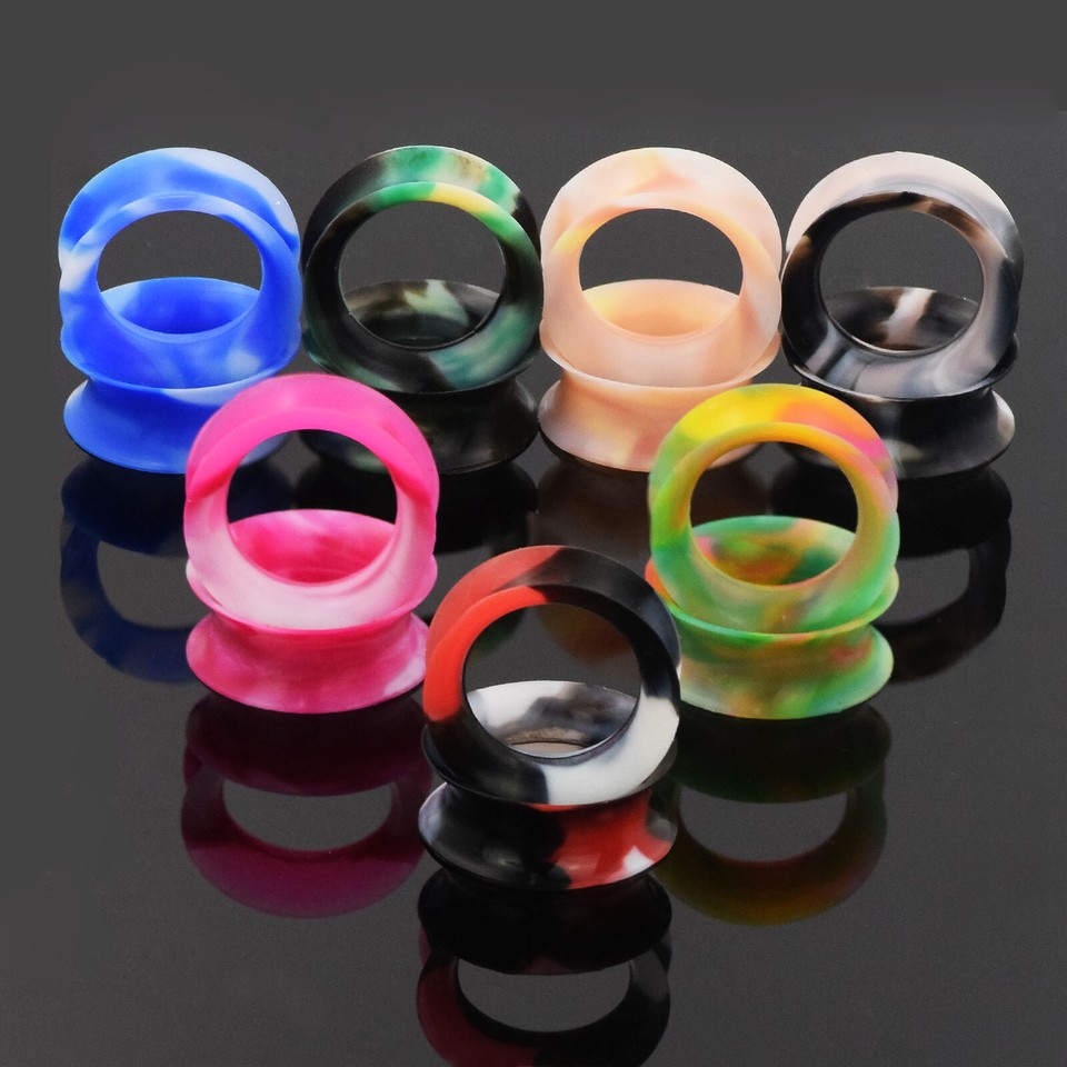 54PCS SILICONE EAR GAUGES KITS-FLEXIBLE-FLESH TUNNELS-EAR STRETCHING ...