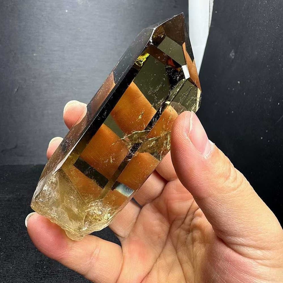 430g Natural Citrine Quartz Obelisk Crystal Energy Point Reiki Decor ...