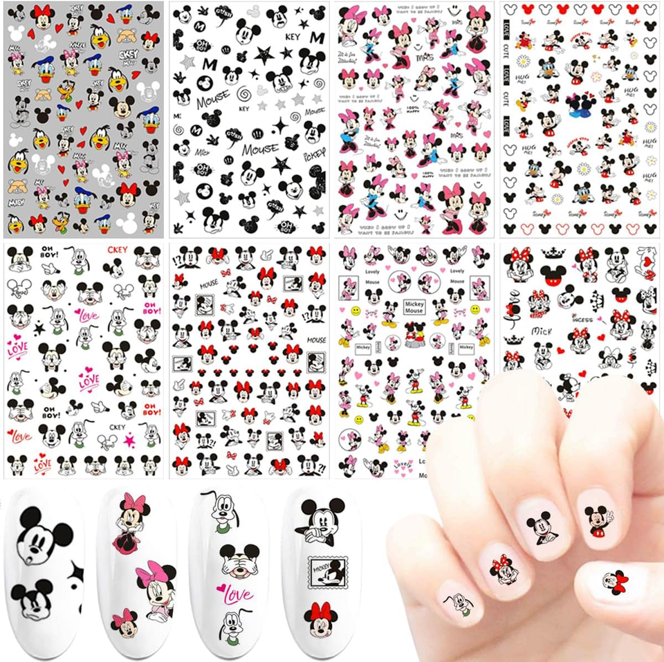 8Pcs 3D Cute Nail Art Stickers Self Adhesive Nail Decals Cartoon Nails ...