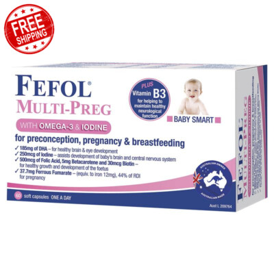 Fefol Multi-Preg Liquid with Omega-3 Iodine for Healthy Brain 60 ...