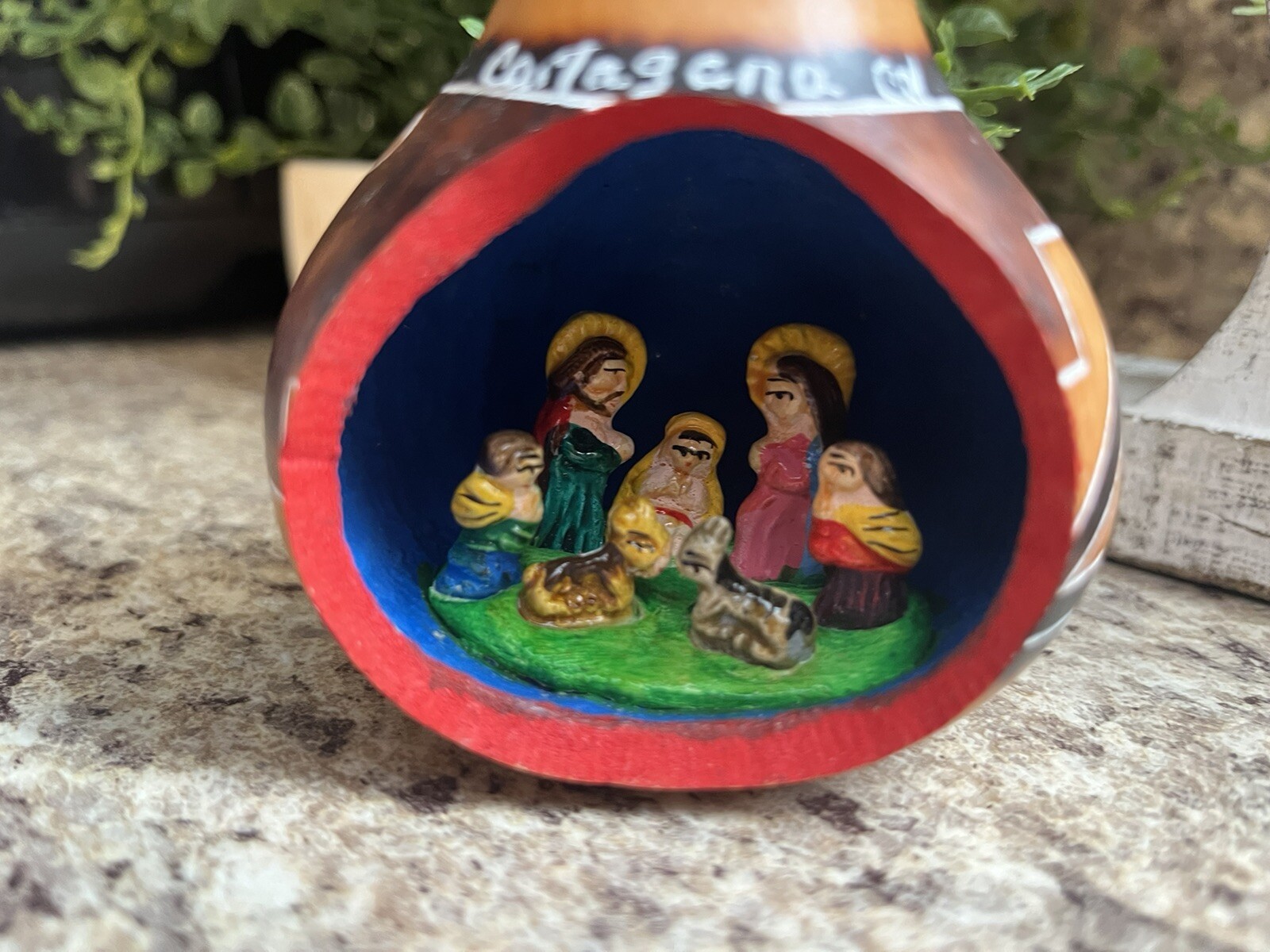 Christmas Ornament Carved Gourd Nativity Folk Art Diorama Cartagena ...
