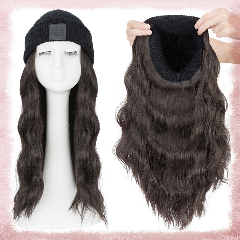 100% Natural Baseball Hat Cap Hair Extensions Real as Human Long Curly ...