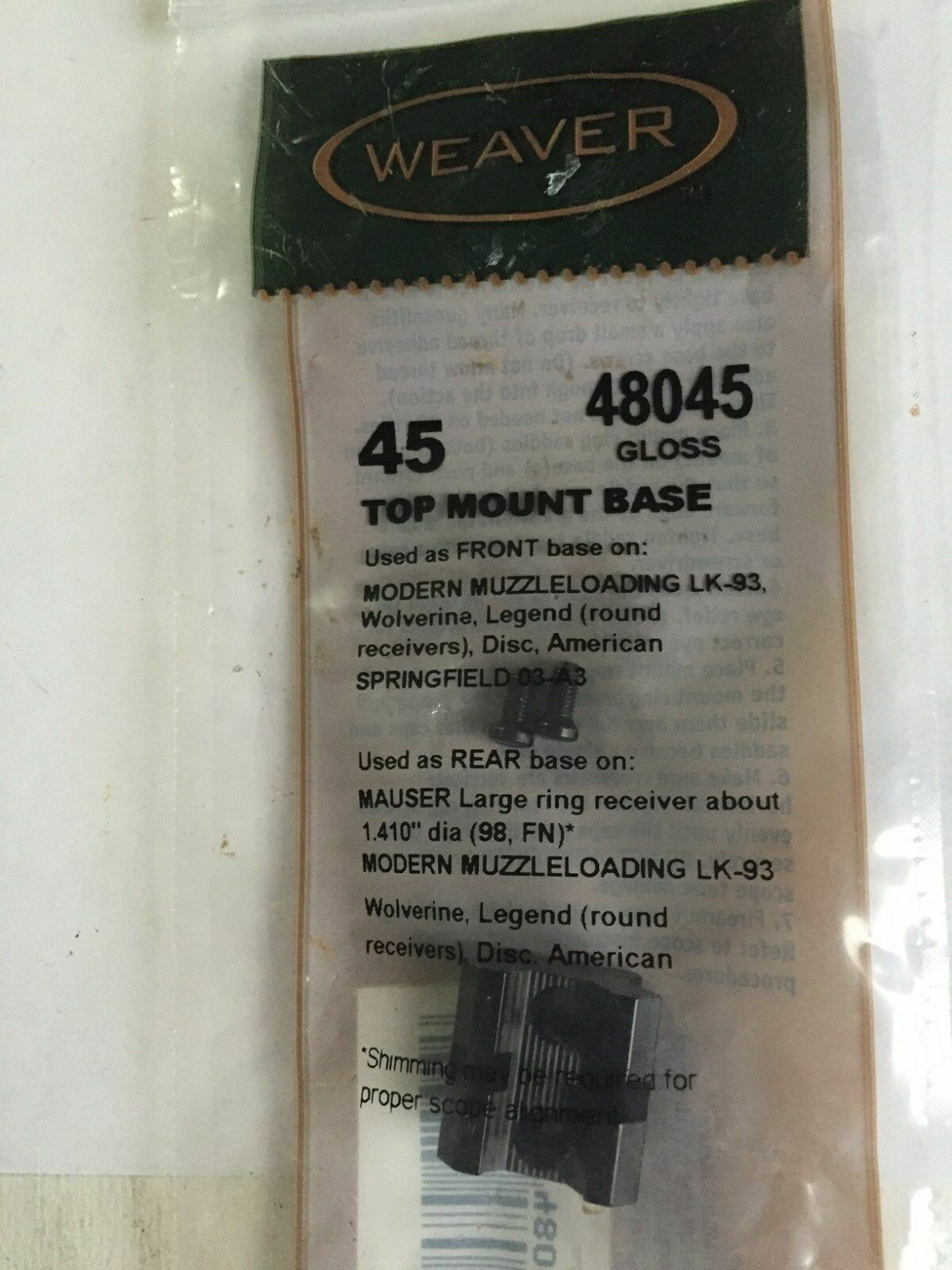 Weaver TOP MOUNT Base for Winchester Remington Mauser 48040 thru 48049 ...