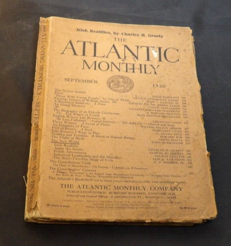 The Atlantic Monthly-September, 1920-Loaded with Full Color Ads-Cars ...