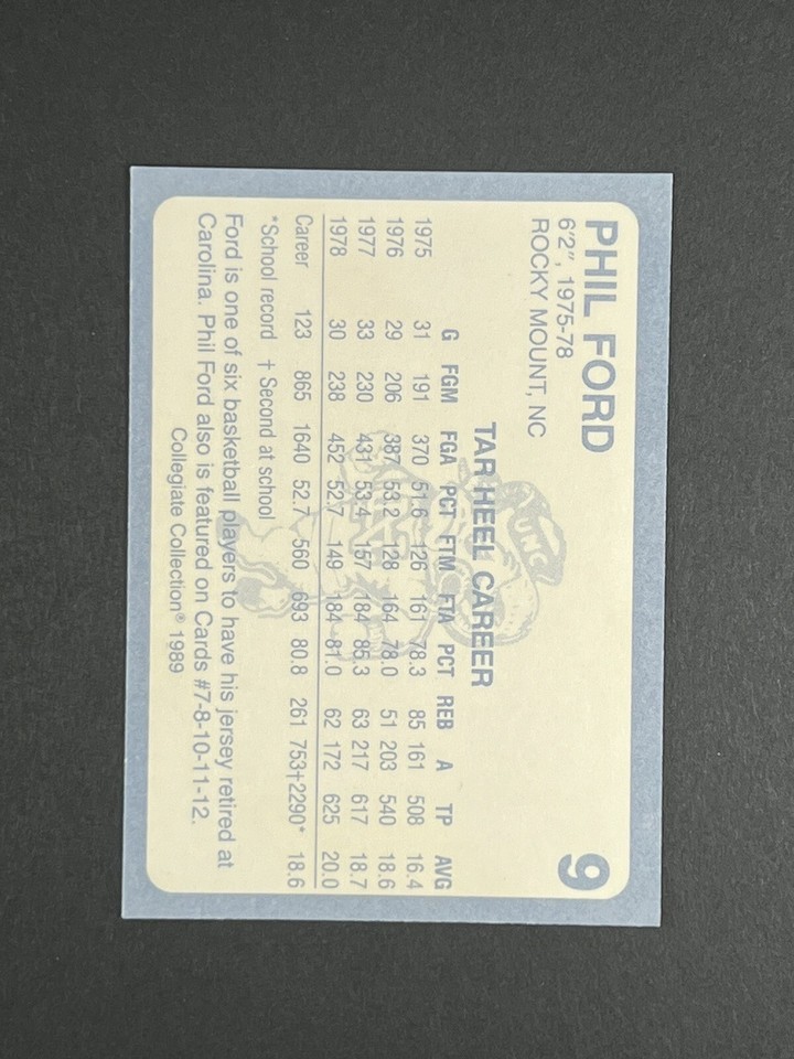 Phil Ford 1989 Collegiate Collection North Carolina's Finest #9 | eBay