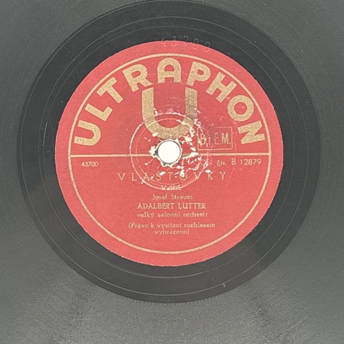 78 RPM Record - Adalbert Lutter - Hlasy Jara/Vlastovky ULTRAPHON B ...