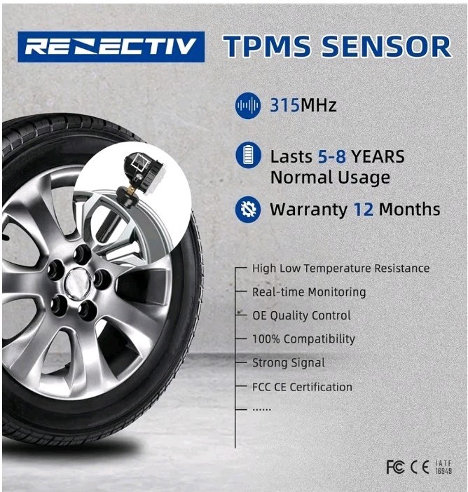TPMS Sensor GM 4-Pack, 315MHZ Tire Pressure Monitor 13598772 four ...