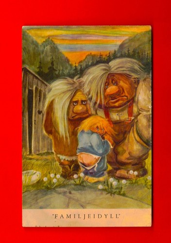 FANTASY FREAK TROLL FAMILY MOON SWEDEN ART POSTCARD | eBay